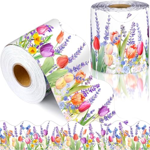Amazon.com: Cieovo 67.9 Ft Spring Bulletin Board Borders, Colorful ...
