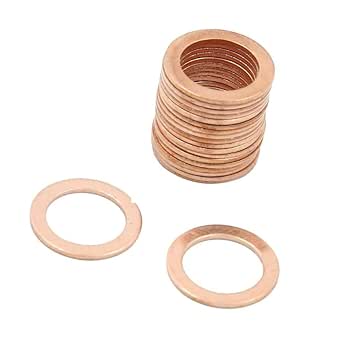M14 Flat Washer Copper Sealing Ring, 14mm ID 20mm OD 1mm Thickness ...