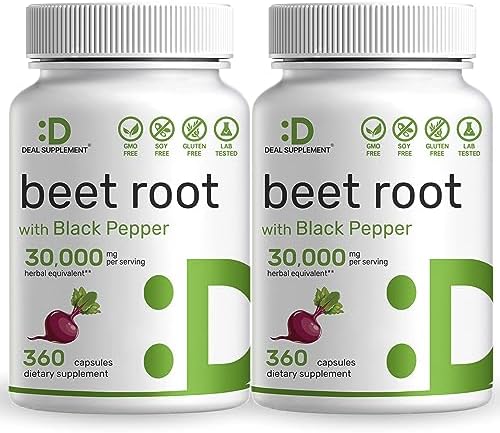 Amazon.com: Deal Supplement Two Pack Beet Root Capsules 30000mg Per ...