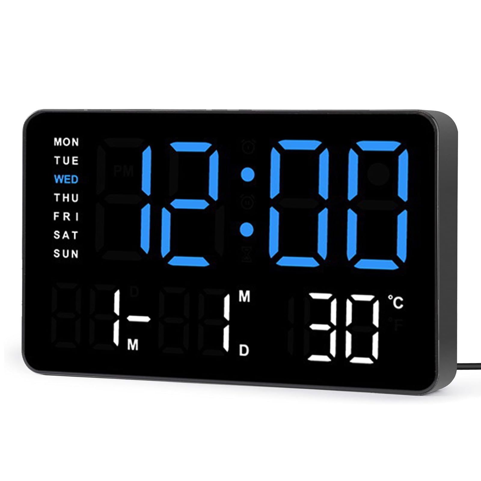 CERICAI Large Display Digital Clock for Bedroom, Dual Alarms Wall Clock ...
