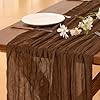Socomi Brown Coffee Cheesecloth Table Runner Fall Thanksgiving Boho ...
