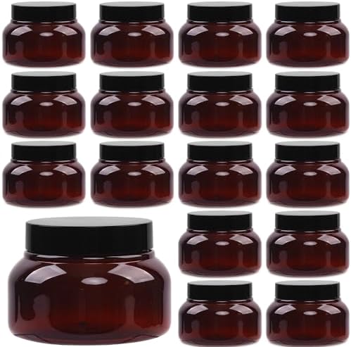 Amazon.com: Amber Plastic Jars with Lids, 16 Pack 8 Oz Empty Containers ...