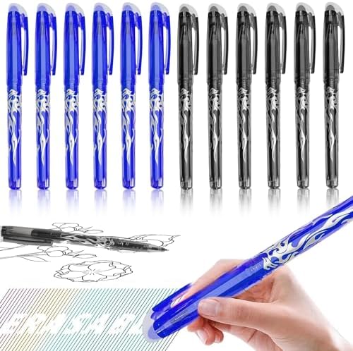 Lithyc Lot de 12 Stylo Effacables – Stylo Effacable Avec Caoutchouc ...