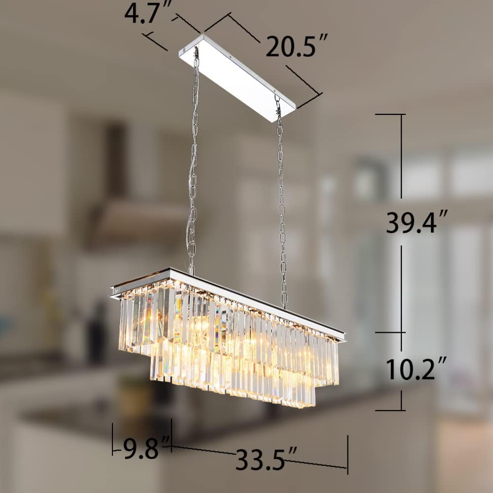 Contemporary Chrome Rectangle Chandeliers