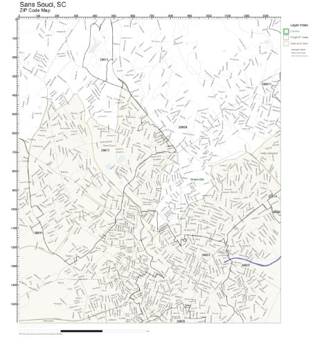 ZIP Code Wall Map of Sans Souci, SC ZIP Code Map Laminated: Amazon.com ...