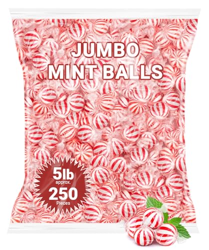 Jumbo Peppermint Candy Balls, 5 Pound Bulk Peppermint Hard Candy ...
