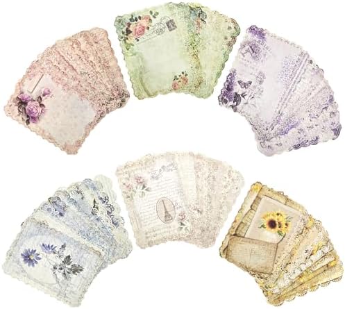 Amazon.com: 60 Sheets Lace Edged Scrapbook Stationery Paper，6 pack ...
