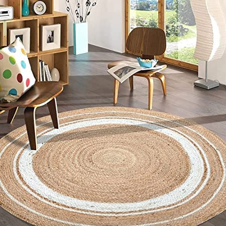Buy R D Handloom Handwoven Jute Round Rug Carpet, Natural Fibres ...