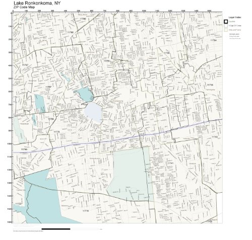 Amazon.com : ZIP Code Wall Map of Lake Ronkonkoma, NY ZIP Code Map ...