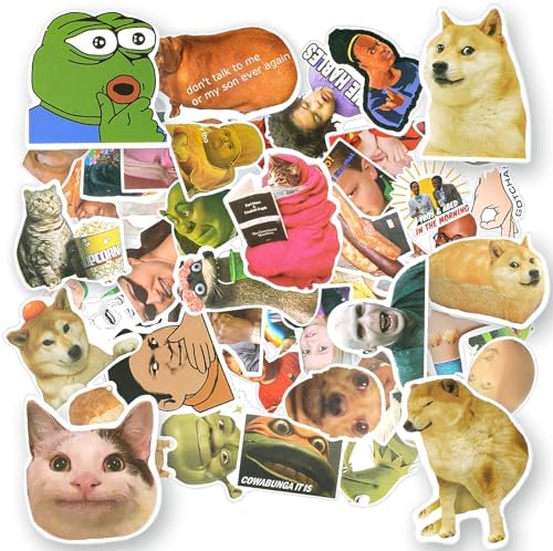 AUAUY Funny Meme Emoticons, 50PCS Iconic Vinyl Waterproof Stickers ...