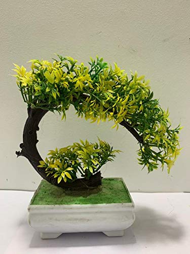 Buy Artificial Plastic Bonsai Tree with Pot - Yellow & Green Online at ...