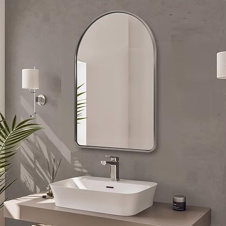 Amazon.com: Andy Star Brushed Nickel Arched Mirror, 20x30 Arch Mirror ...