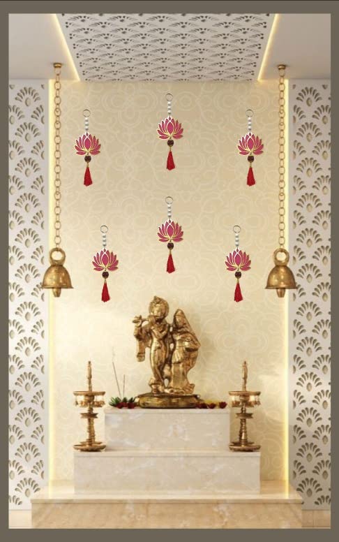 HEGIENES DECOR'S Lotus Floral Wall Hangings Temple Décor - Pack of 6 ...
