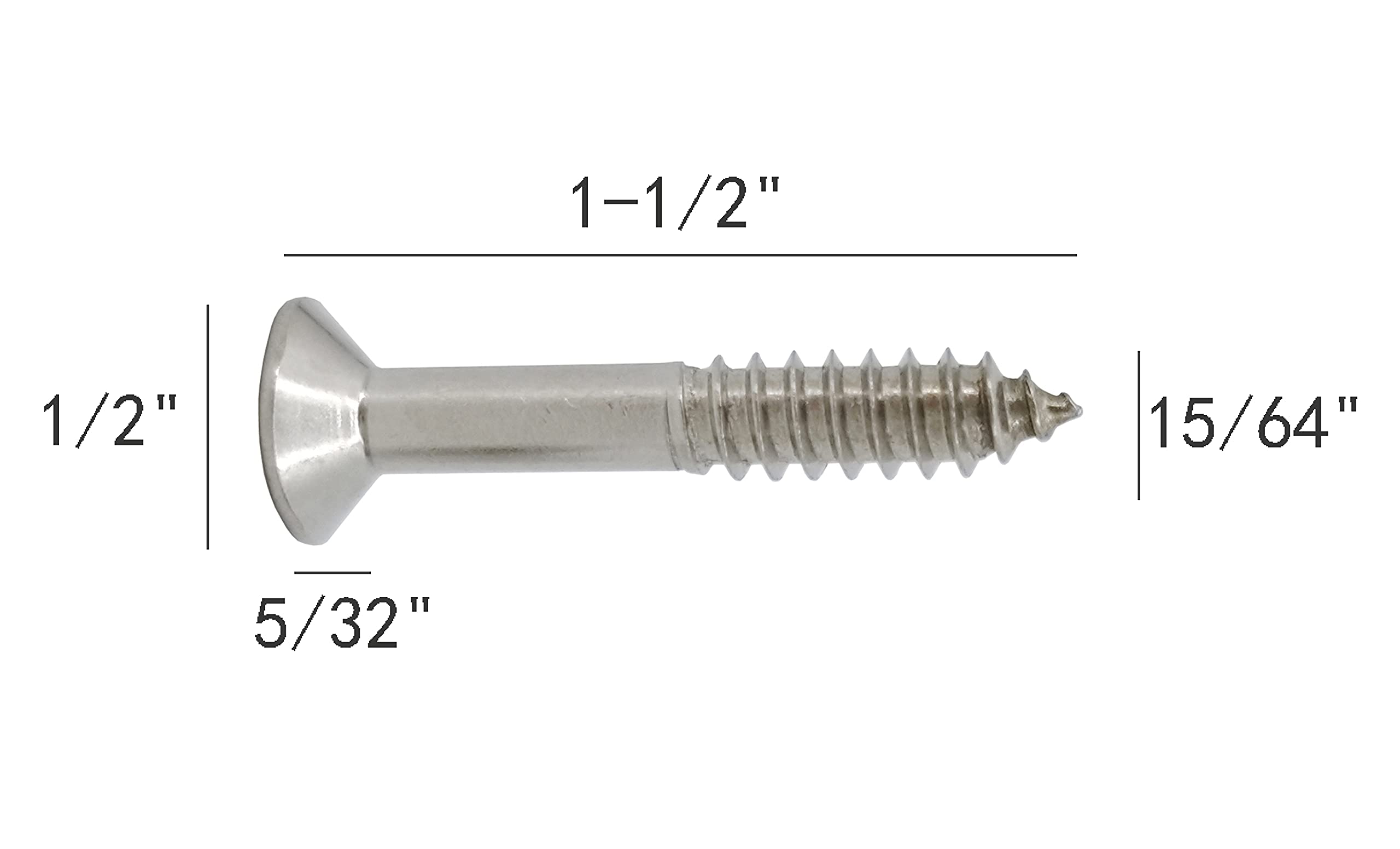 Snapklik.com : #14 1 1/2 Wood Screw 100PCS Stainless Steel Counter Sunk ...
