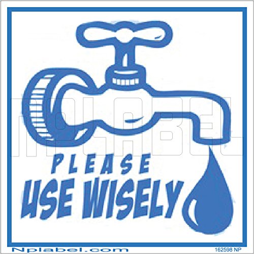 NPLABEL Aluminum Brash Finish Use Wisely Water Saving instuction Label ...