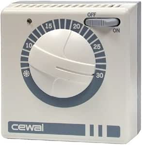 CEWAL - Room Thermostat CEWAL RQ 30 Wall Mounted Wheel with Switch - 91934930 : Amazon.co.uk ...