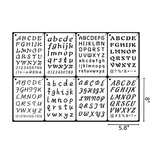 Buy Letter Stencils, 8 Pack, 4 x 8 Inch, Alphabet Stencils, Letter ...
