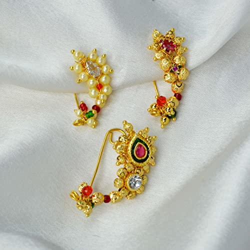 Medium Size Traditional Maharashtrian Banu Nath Nose ring without ...