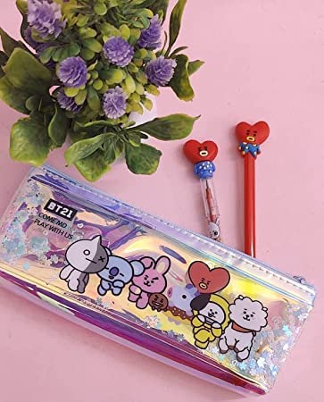 AMANVANI (Pack of 3 Items) BTS Pouch for Kids Boys Cartoon Pen Pencil ...