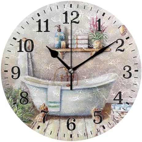 Amazon.com: Fovanxixi Grey Marble Wall Clock Silent Non Ticking 10 Inch ...