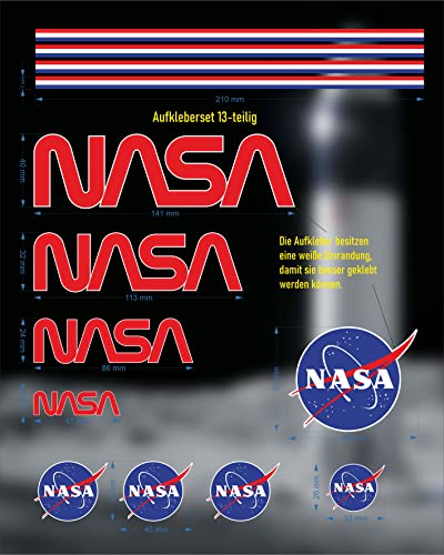 beihaasnatuerlich NASA 13-Piece Set Emblem Car Sticker Contour Cut ...