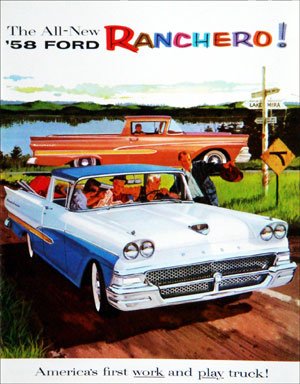 1958 Ford Ranchero Color Sales Brochure (With Racing Decal): Ford ...