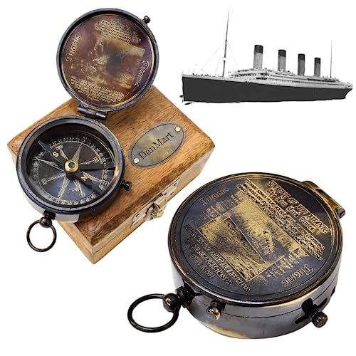 Amazon.com: DanMart Brass Titanic Compass with Engraved Sinking News ...
