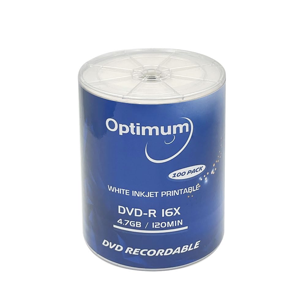 Amazon.com: OPTIMUM DVD-R Blank Disc 4.7GB 16x Moisture Resistant White ...