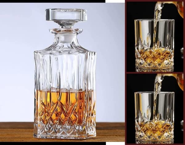 SODUKU Italian Premium Whiskey and Wine Square Decanter Crafted Crystal ...