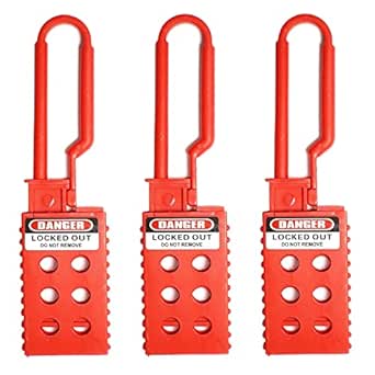 Loto Red Safety Lockout Hasps Set 3 pcs, OSHA and ANSI Compliant 6-Hole ...