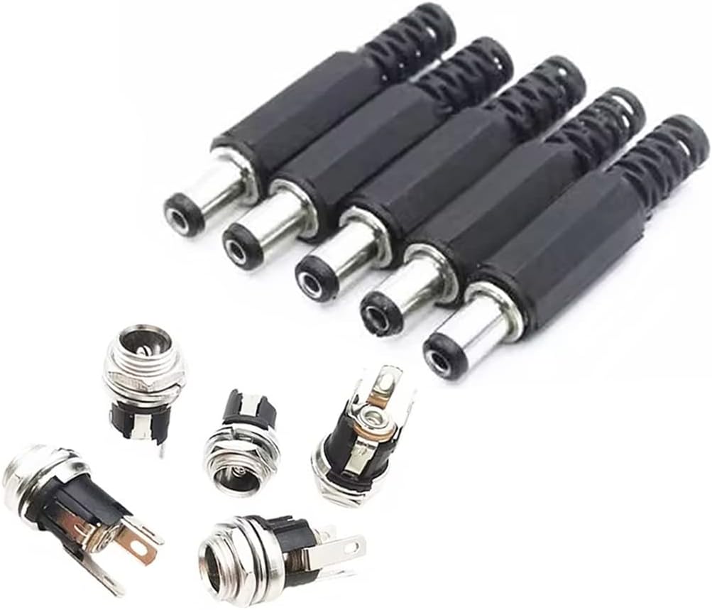 Amazon.com: Lagogia 5.5mm x 2.1mm Male DC Power Plug Solder Power Socket Connector and Screw ...