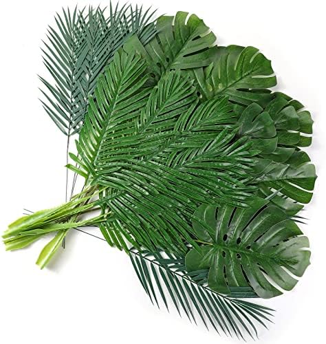 Amazon.com: Winlyn 27 Pcs Assorted Faux Tropical Leaf Stems Set ...