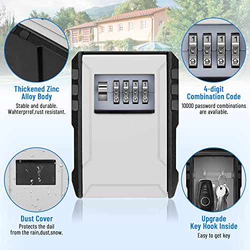 NEWIROVE Large Key Safe Box Wall Mounted Outdoor Key Lock Box ...