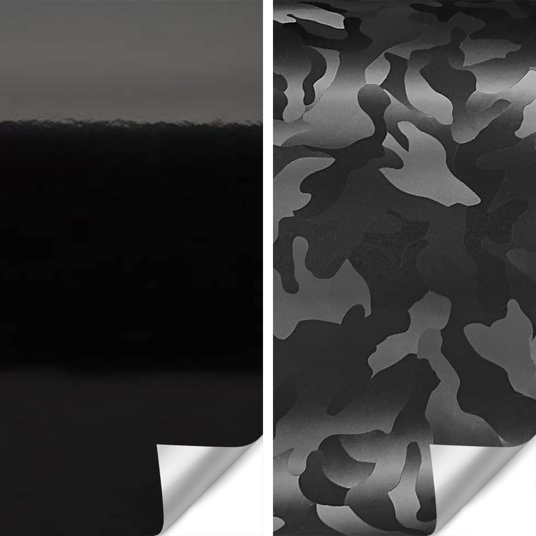 Amazon.com: VViViD Gloss Black (1.5ft x 5ft) + Stealth Medium Patten Camouflage Black (1.5ft x ...