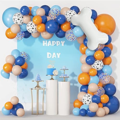 Amazon.com: 121Pcs Dog Theme Balloons Kit for Birthday Party, Blue and ...