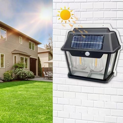 YZYOE LED Dual Core Outdoor Lighting Solar Warm Light Wall Lamp ...
