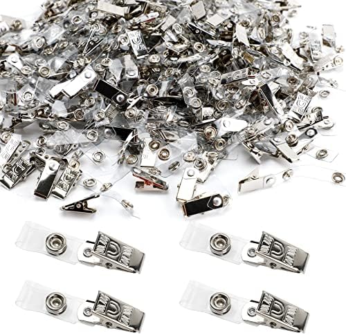 200Pcs Premium Metal Badge Clips with Clear PVC Straps for Certificate ...
