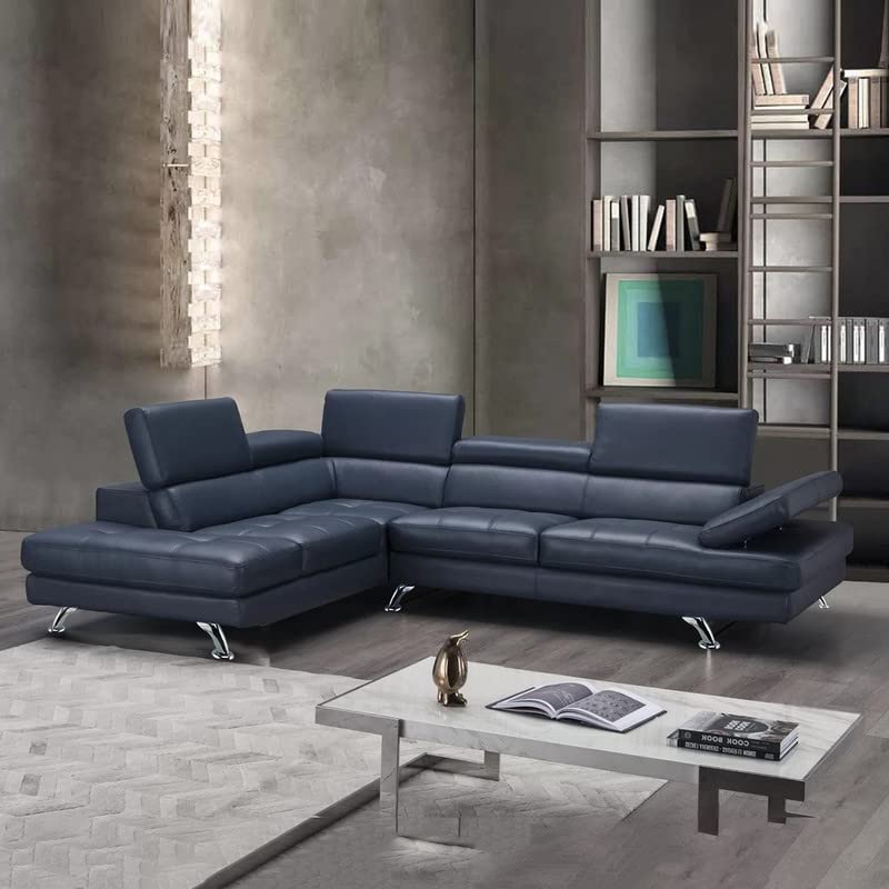 Caradel Robinson 4 Seater LHS L Shape Leatherette Sofa Set in Blue ...