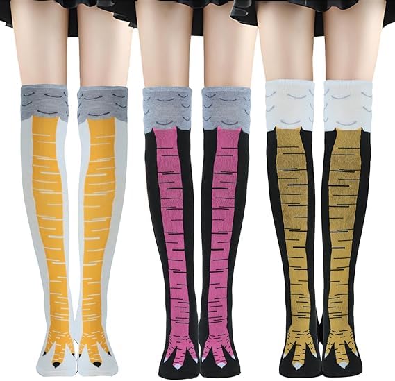 3 Pair Chicken Leg Socks, Long Socks, Funky Socks Thigh High Crazy ...