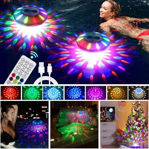 Rechargeable Floating Pool Lights (2 Pack) - Pool Light That Float with ...