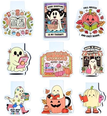 Amazon.com: 9PC Fall Magnetic Bookmarks Cute Funny Spooky Halloween ...