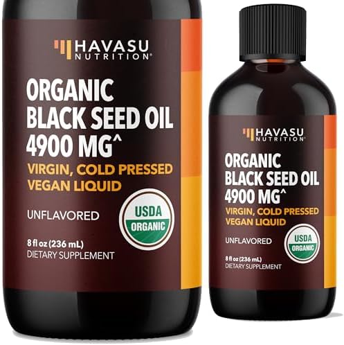 Amazon.com: Organic Black Seed Oil Cold Pressed Liquid - 4900mg Black ...