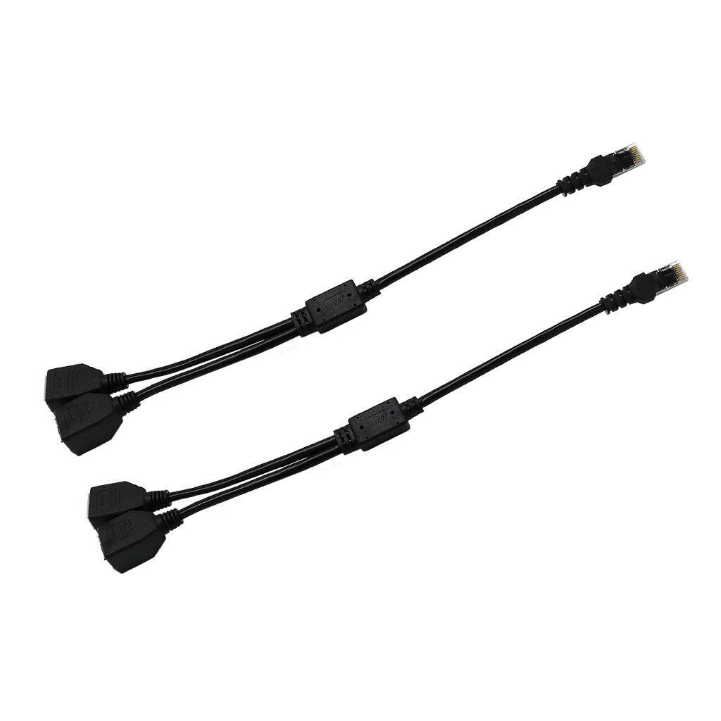 SLB® 2pcs RJ45 Ethernet Cable Sharing Splitter Male to 2 Female Adapter ...