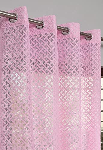 Buy Fabrilia Geometric Pattern Door Net Curtains 7 feet Long Set of 2 ...