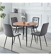 HomJoy Dining Table and 4 Chairs Set, Modern Design PU Seat Lounge ...