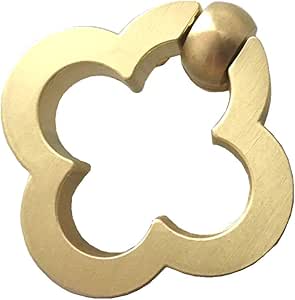 Flower Ring Drawer Pull Clover Brass Drop Pull Floral Cabinet Door Knob ...