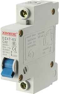 uxcell 1 Pole 32A 230/400V Low-voltage Miniature Circuit Breaker Din Rail Mount DZ47-63 C32 ...