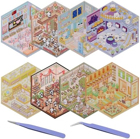 HXSYKJDM 4 Sets DIY 3D House Stickers, 3D Sticker Scene, 3D Miniature ...