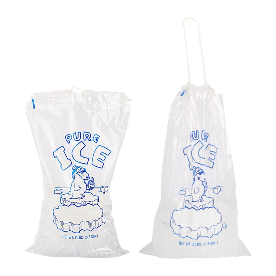 10 Count 8 Lb. Drawstring Closure 11 x 18 Ice Storage Bags, Reusable ...