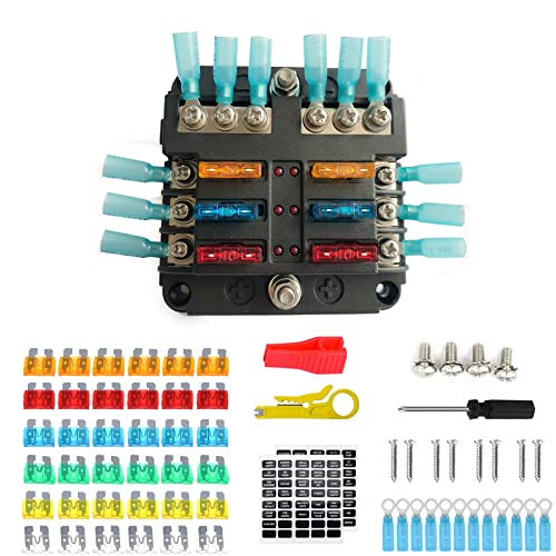 GOGONFLY 6 Way 12V Fuse Box 12 Volt Blade Fuse Block, 6 - Want It All